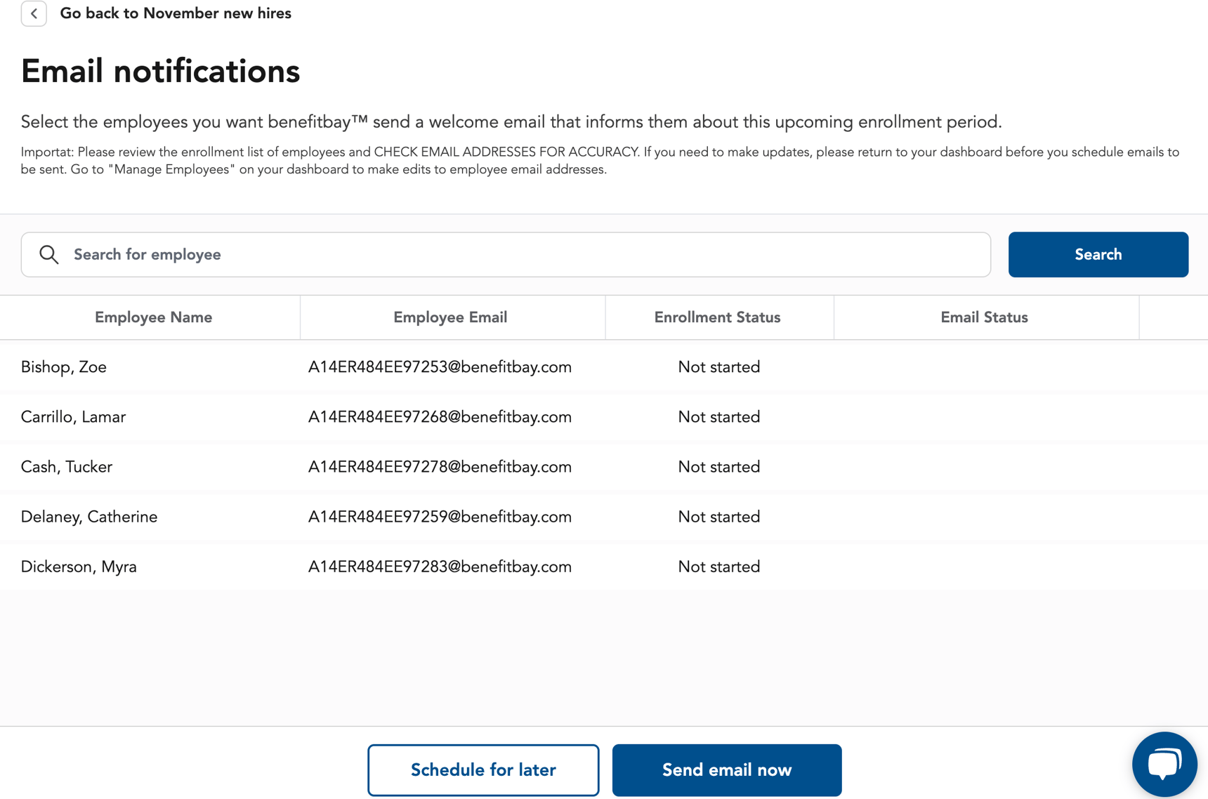 Send Email Notice of Enrollment to Employee(s)