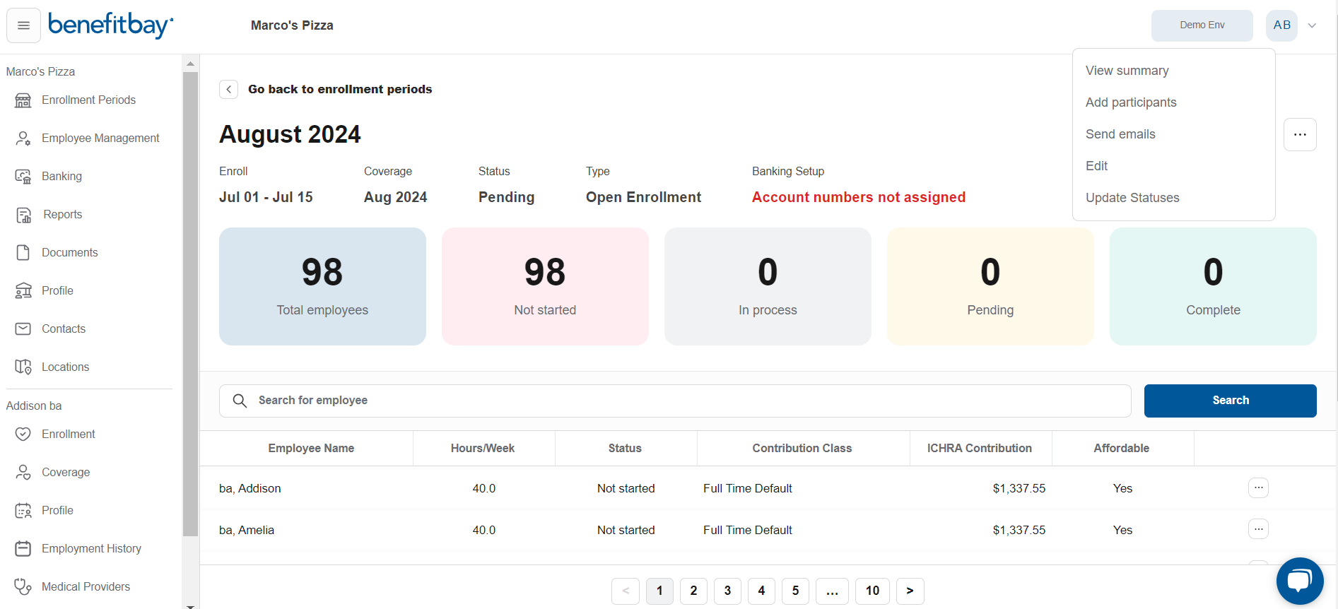 Adding Employees to an Enrollment