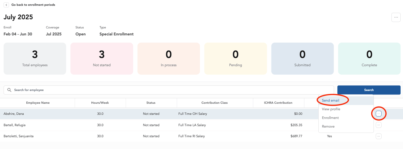 Send Email Notice of Enrollment to Employee(s)